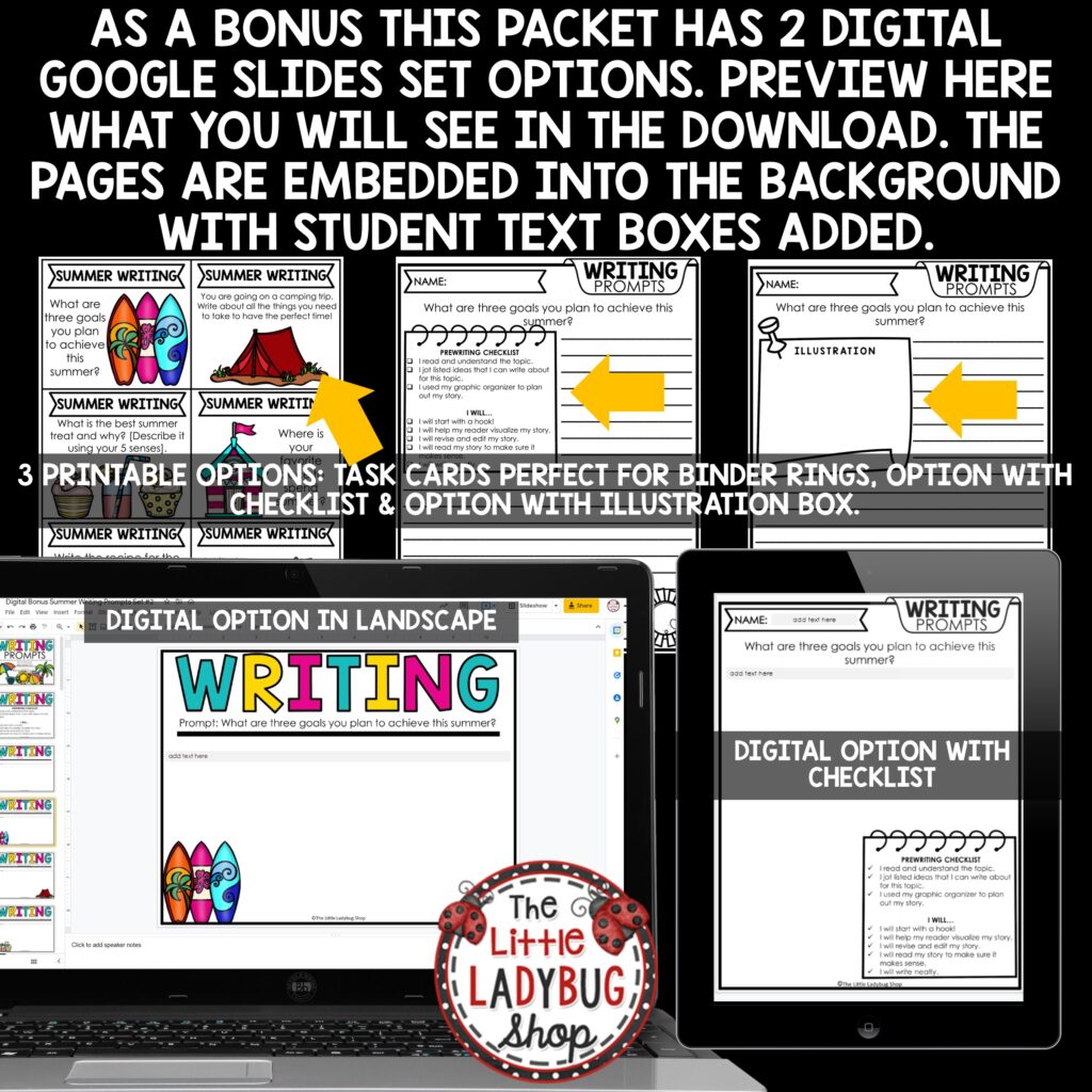 End of Year May June Summer Writing Prompts 3rd 4th Grade - The Little ...