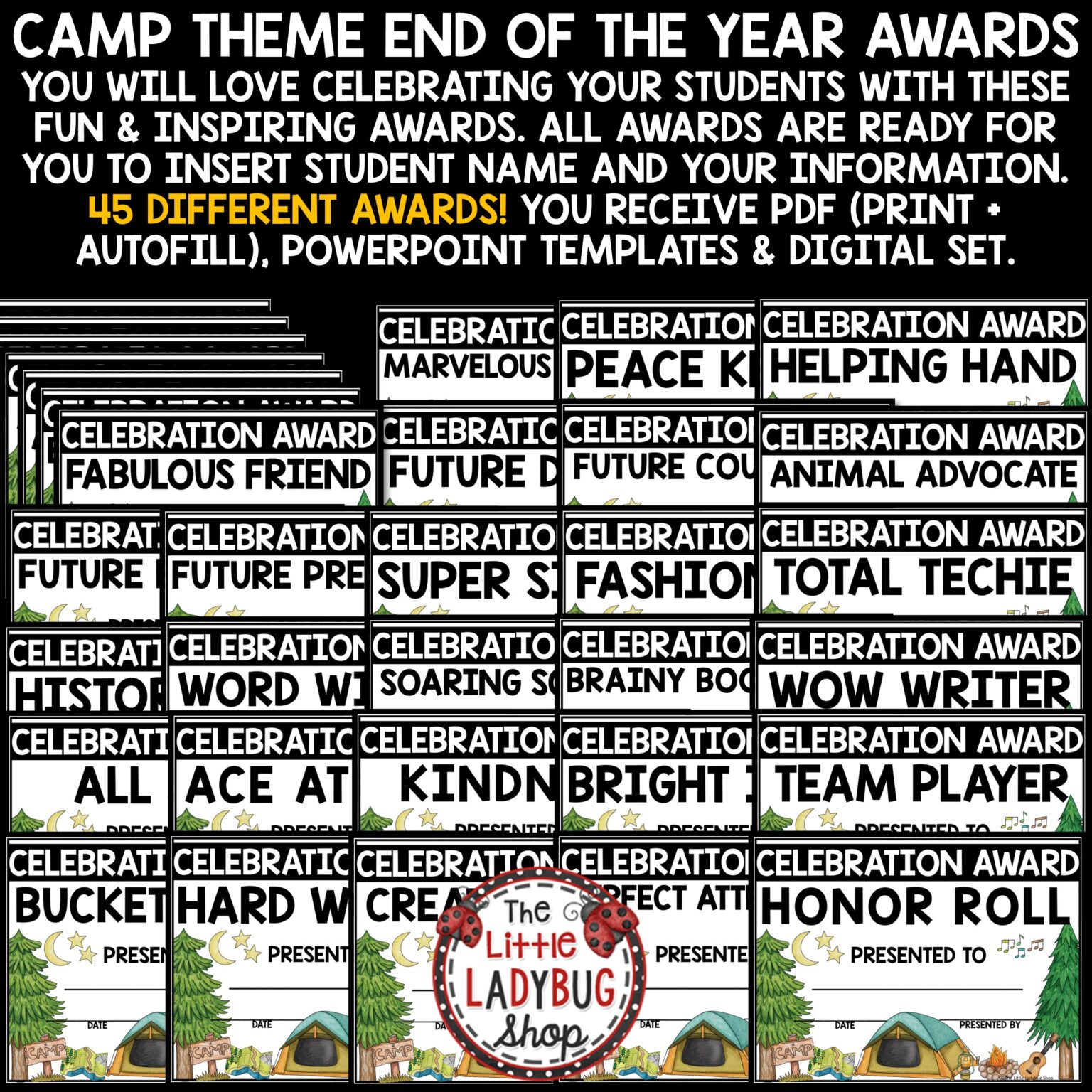 Camp Theme End of the Year Awards Superlative Classroom Certificate ...