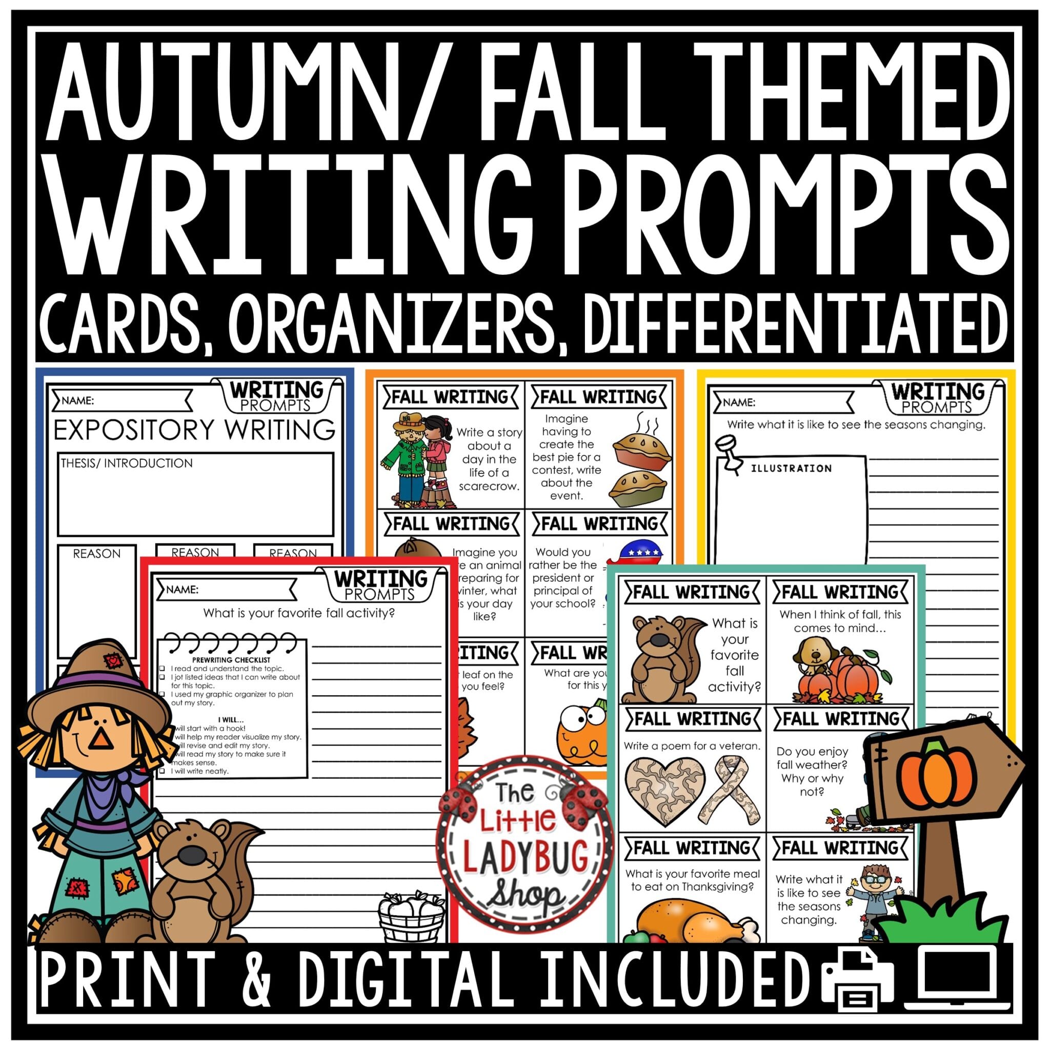 October November Fall Writing Prompts 3rd 4th Grade - The Little ...