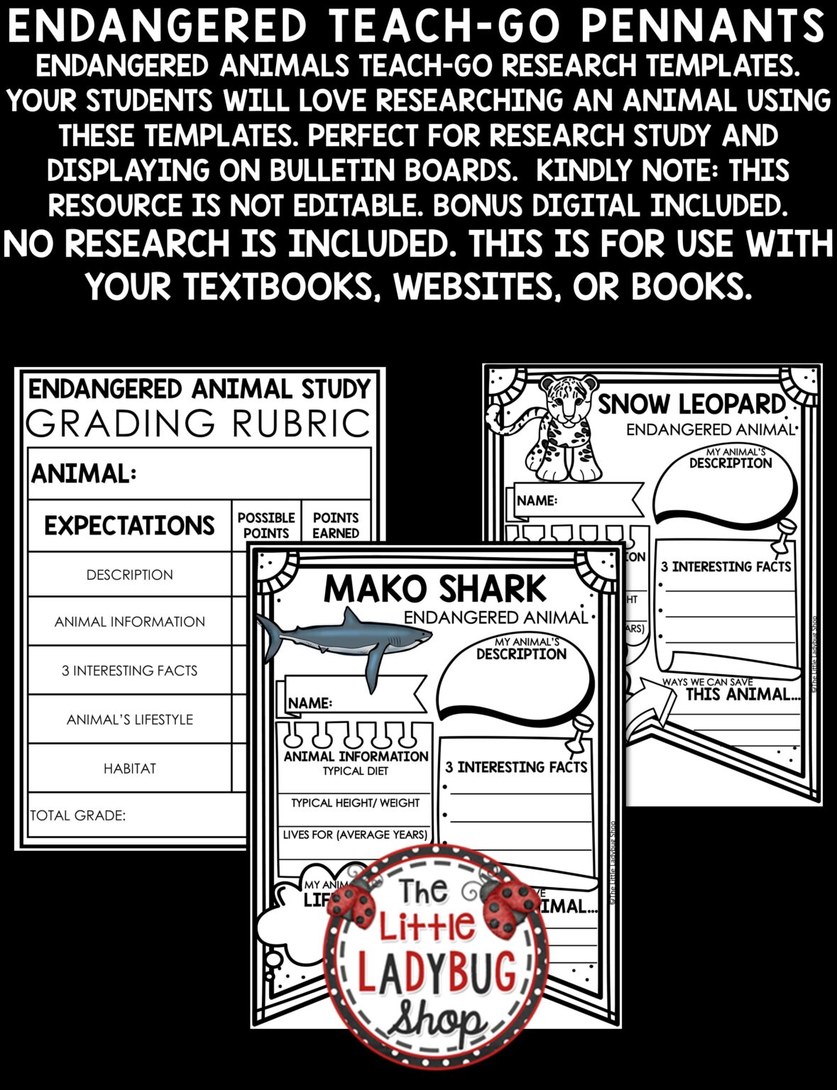 Endangered Animals Species Research Project Bulletin Board - The Little ...