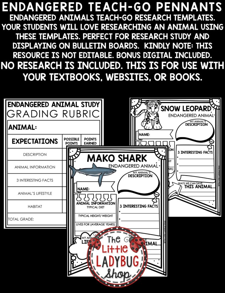 Endangered Animals Species Research Project Bulletin Board - The Little ...
