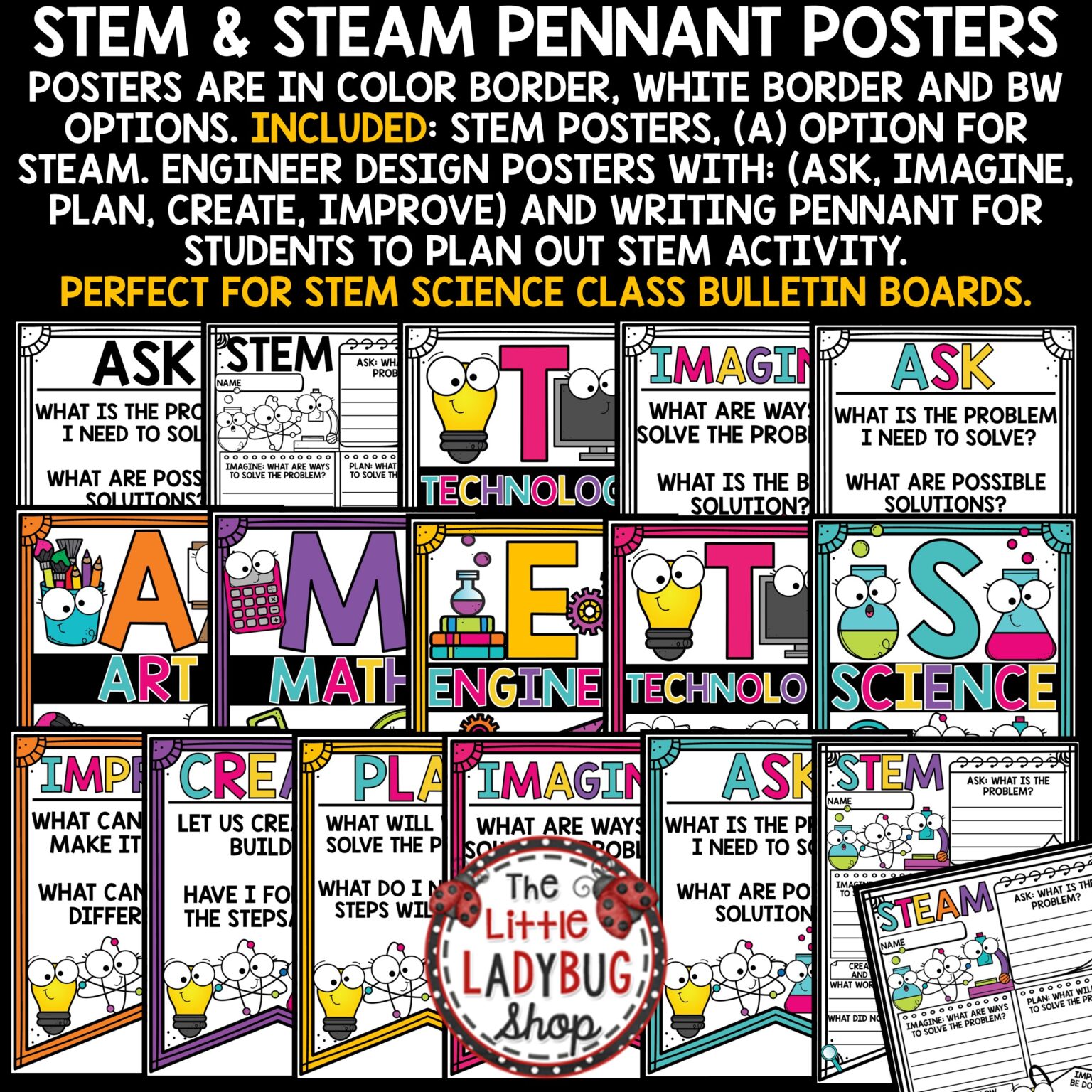 STEM STEAM Posters Bulletin Board - The Little Ladybug Shop