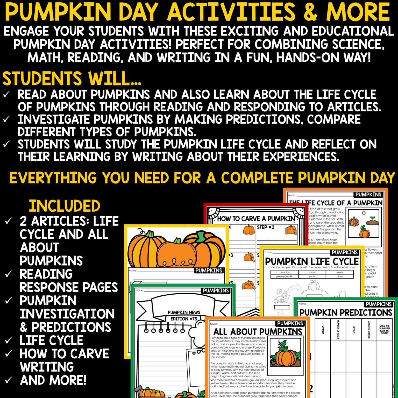 Pumpkin Day Activities How to Carve a Pumpkin Investigation - The ...