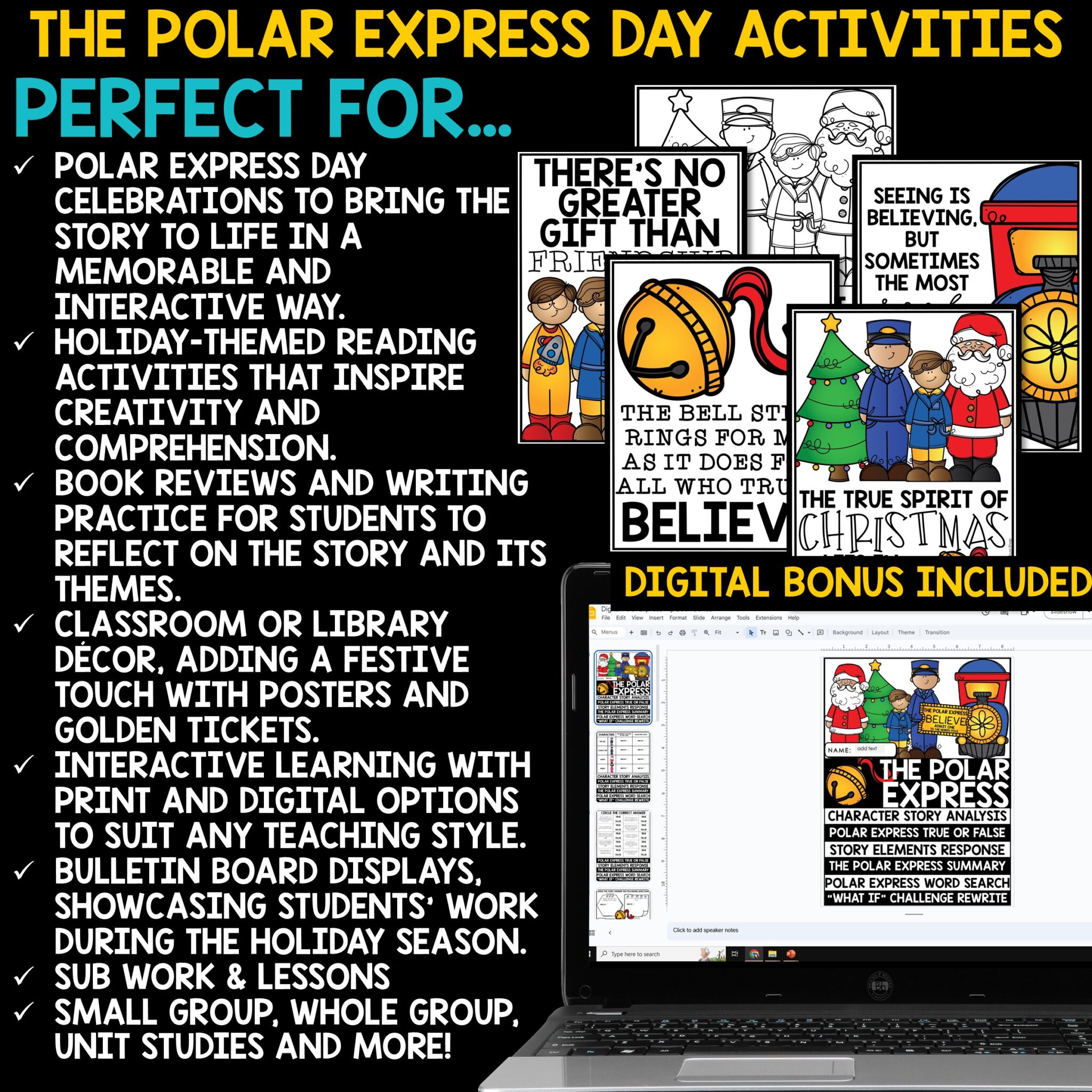 The Polar Express Day Bulletin Board Christmas Activities - The Little ...