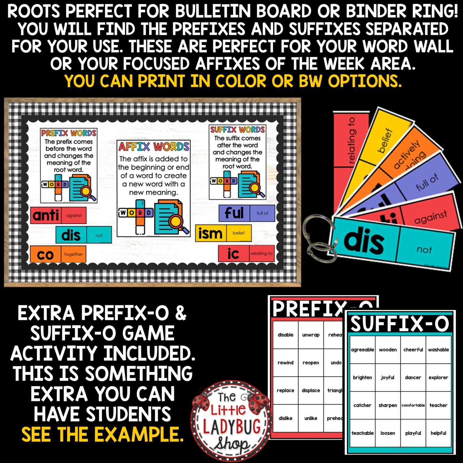 Affixes Prefixes Suffixes Activities The Little Ladybug Shop