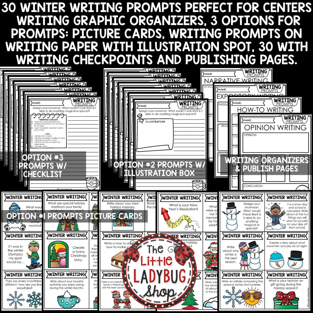 December January Winter Writing Prompts 3rd 4th Grade - The Little ...