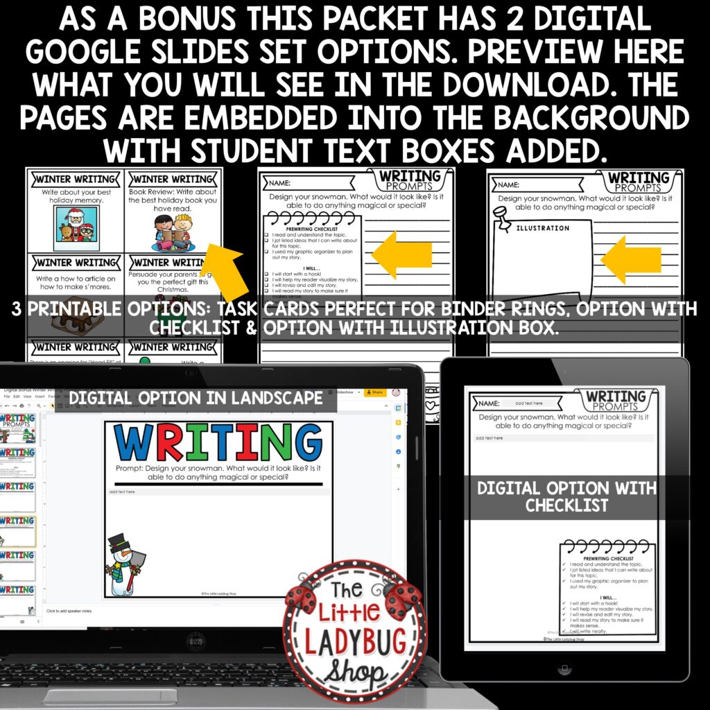 December January Winter Writing Prompts 3rd 4th Grade - The Little ...