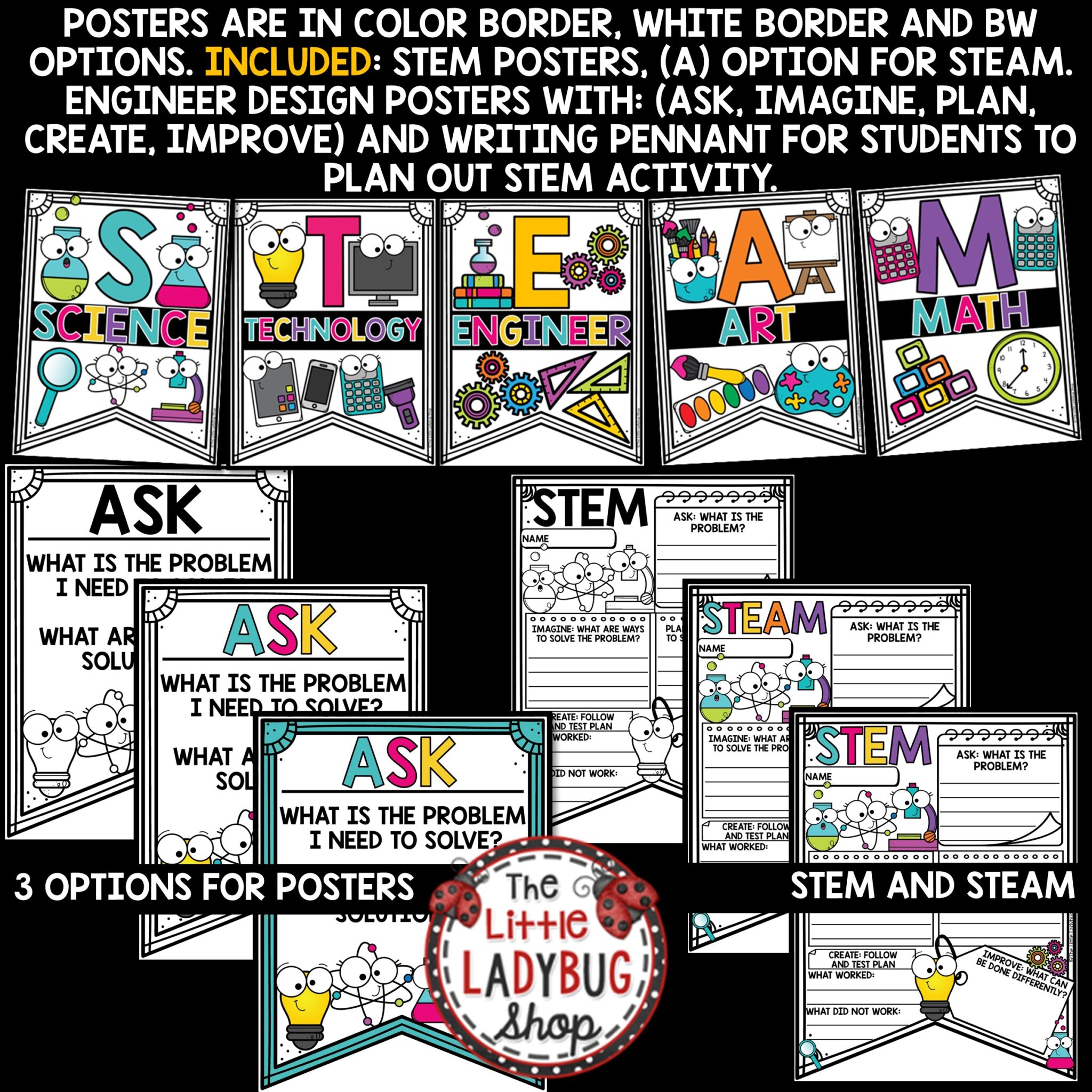 STEM STEAM Posters Bulletin Board - The Little Ladybug Shop