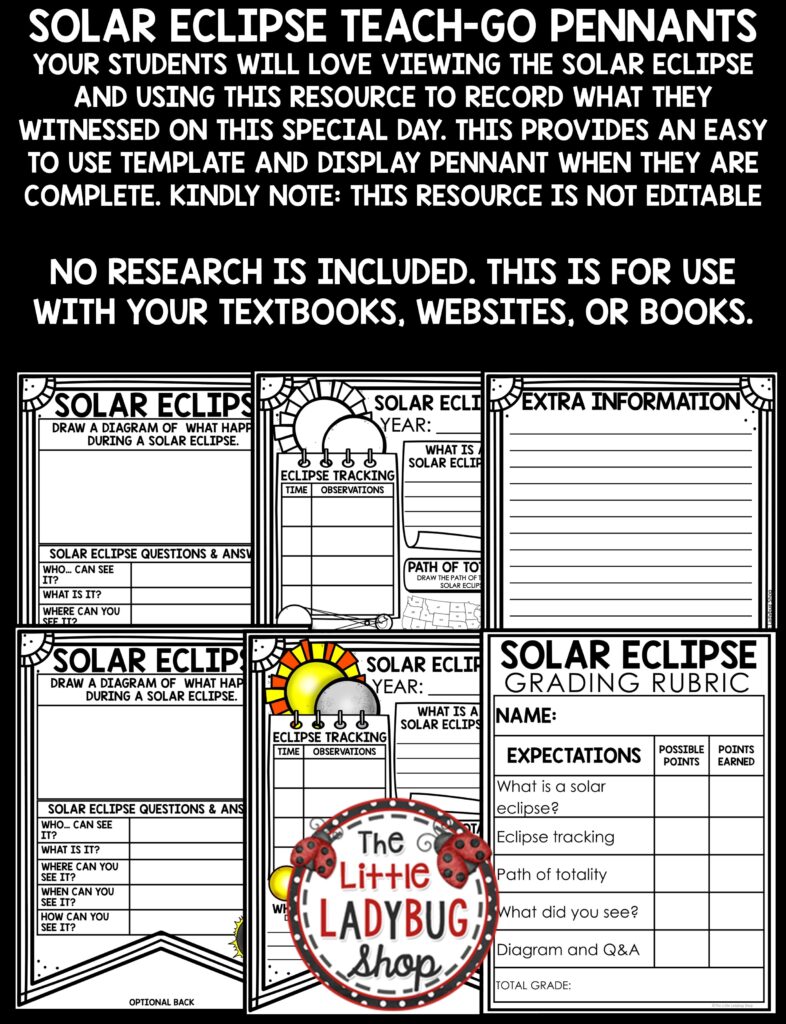 Total Solar Eclipse 2024 Activities Research - The Little Ladybug Shop