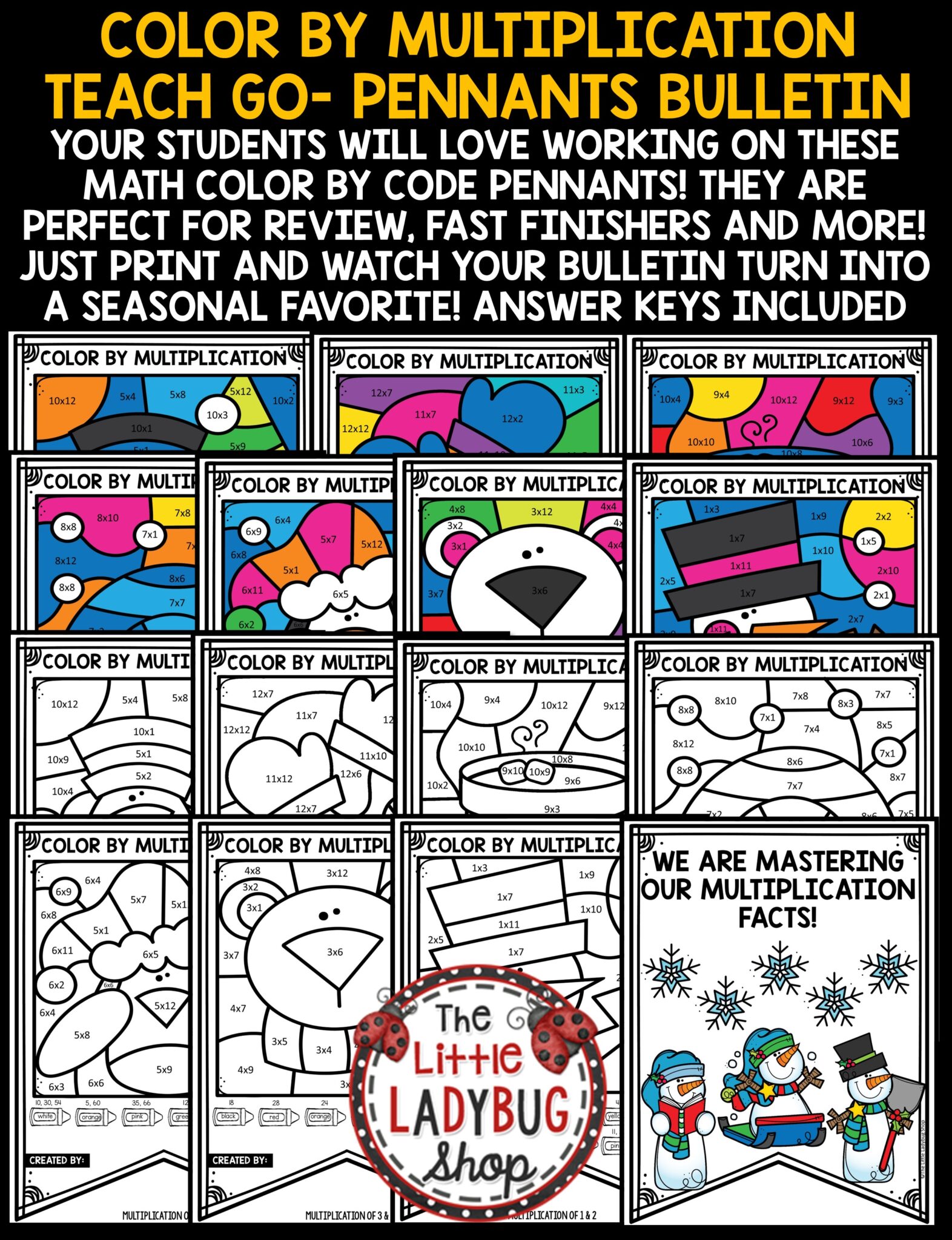 January December Winter Color by Code Multiplication - The Little ...