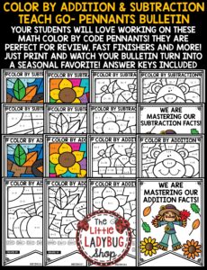 October Fall Color by Code Addition and Subtraction - The Little ...