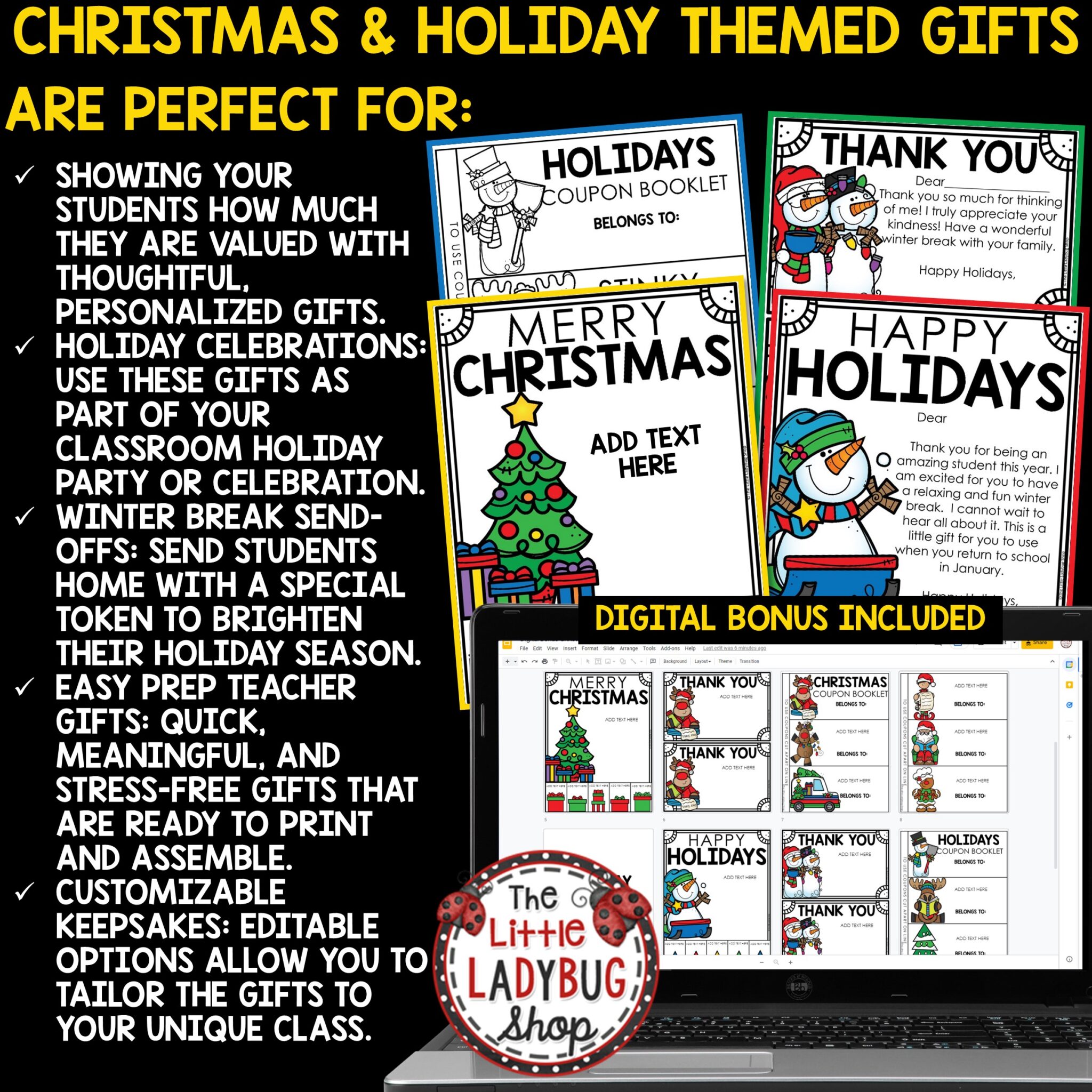 Teacher Holiday Christmas Gifts for Students Thank You's - The Little ...