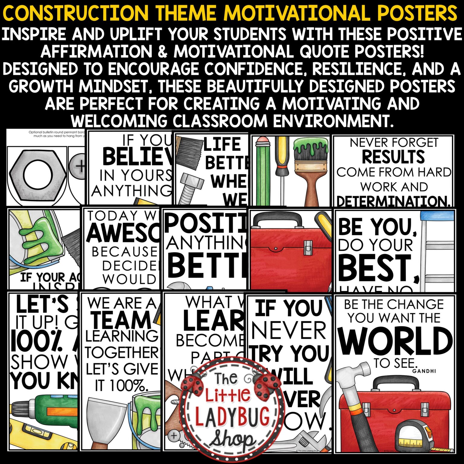 Under Construction Theme Classroom Décor Motivational Posters - The ...