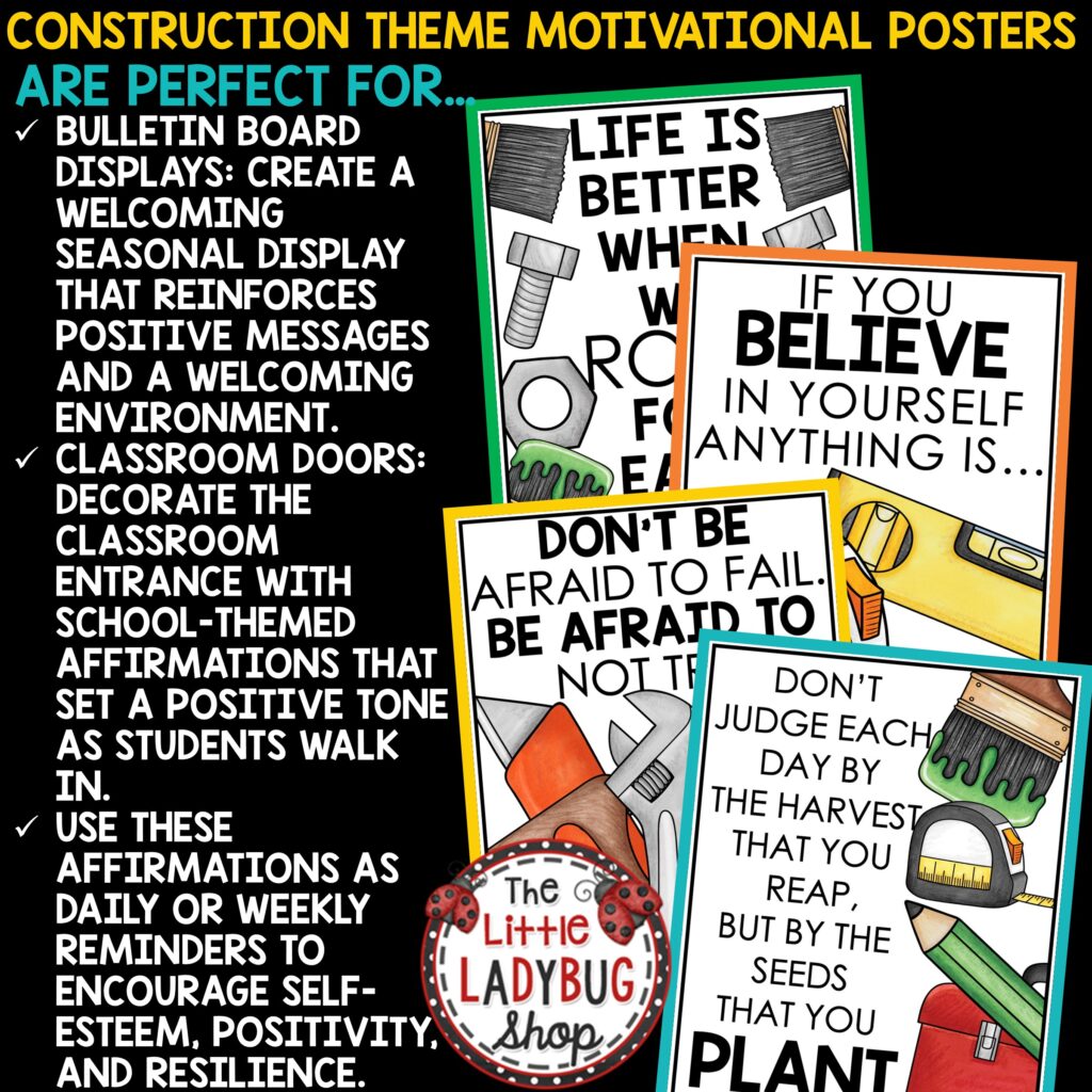 Under Construction Theme Classroom Décor Motivational Posters - The ...