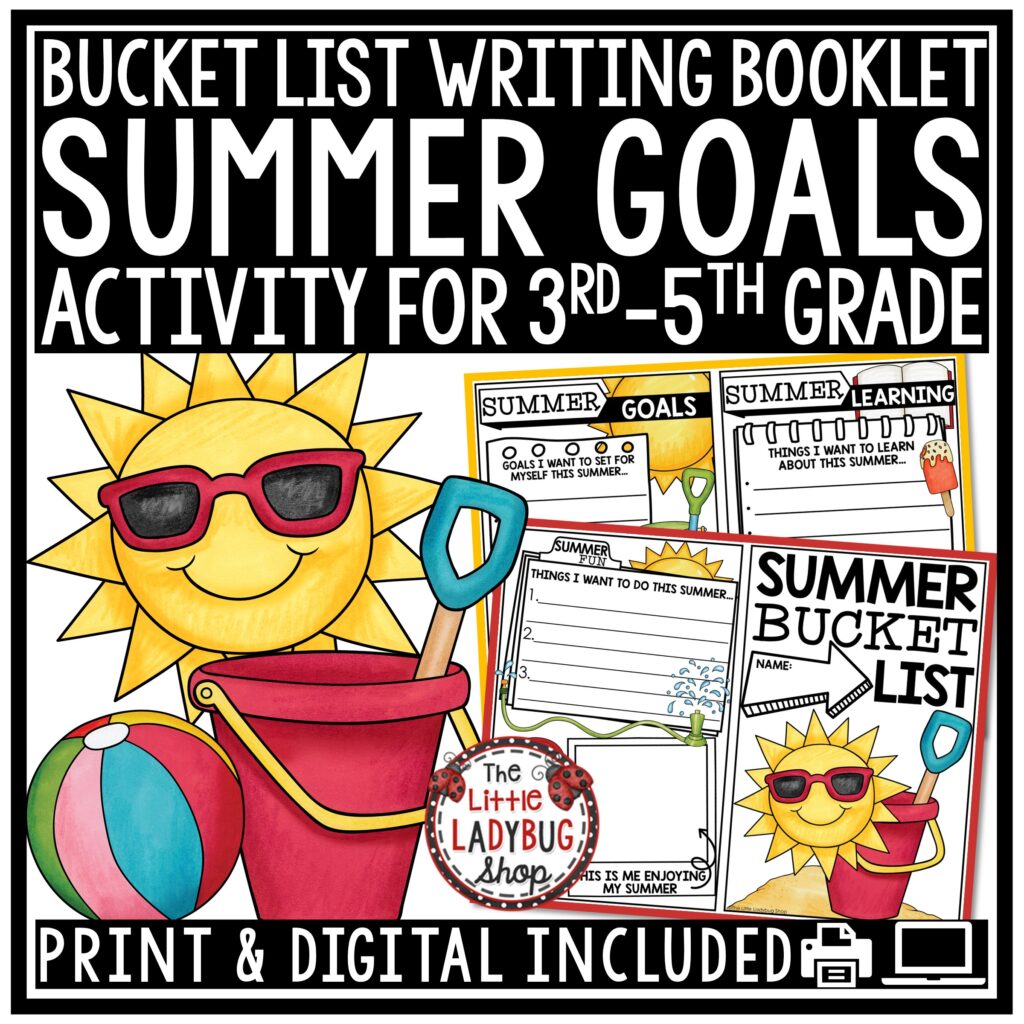 End of Year Goals Summer Bucket List Writing Activity - The Little ...