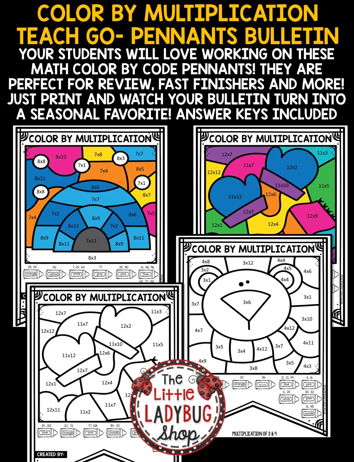 January December Winter Color by Code Multiplication - The Little ...