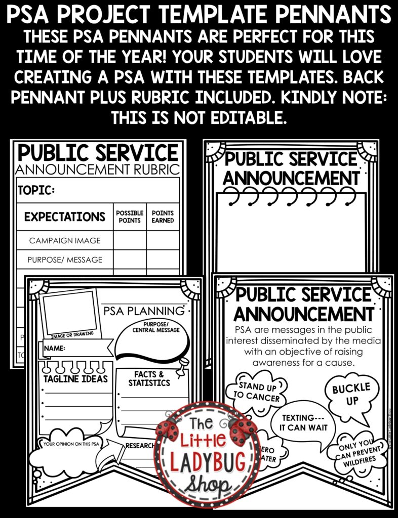 Public Service Announcement Writing - The Little Ladybug Shop