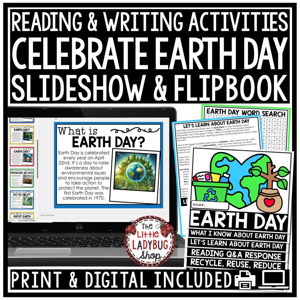 Earth Day Writing Prompts Reading Activities Slideshow - The Little ...
