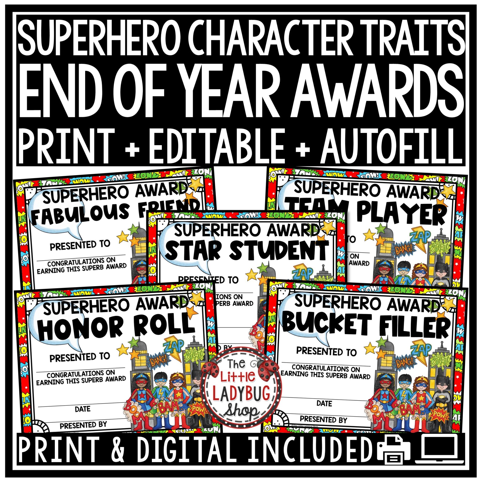 Superhero End of the Year Awards Superlative Classroom Certificate ...