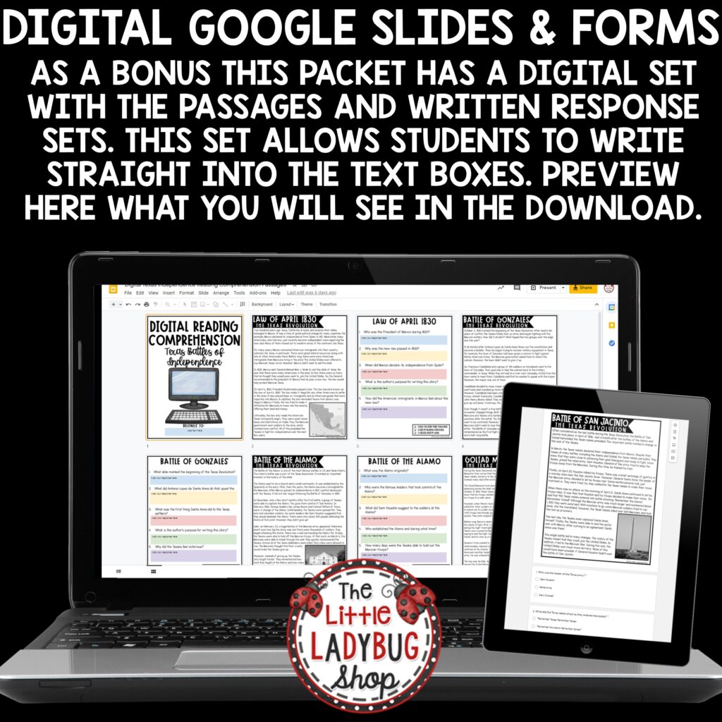 Texas Revolution Reading Passages - The Little Ladybug Shop