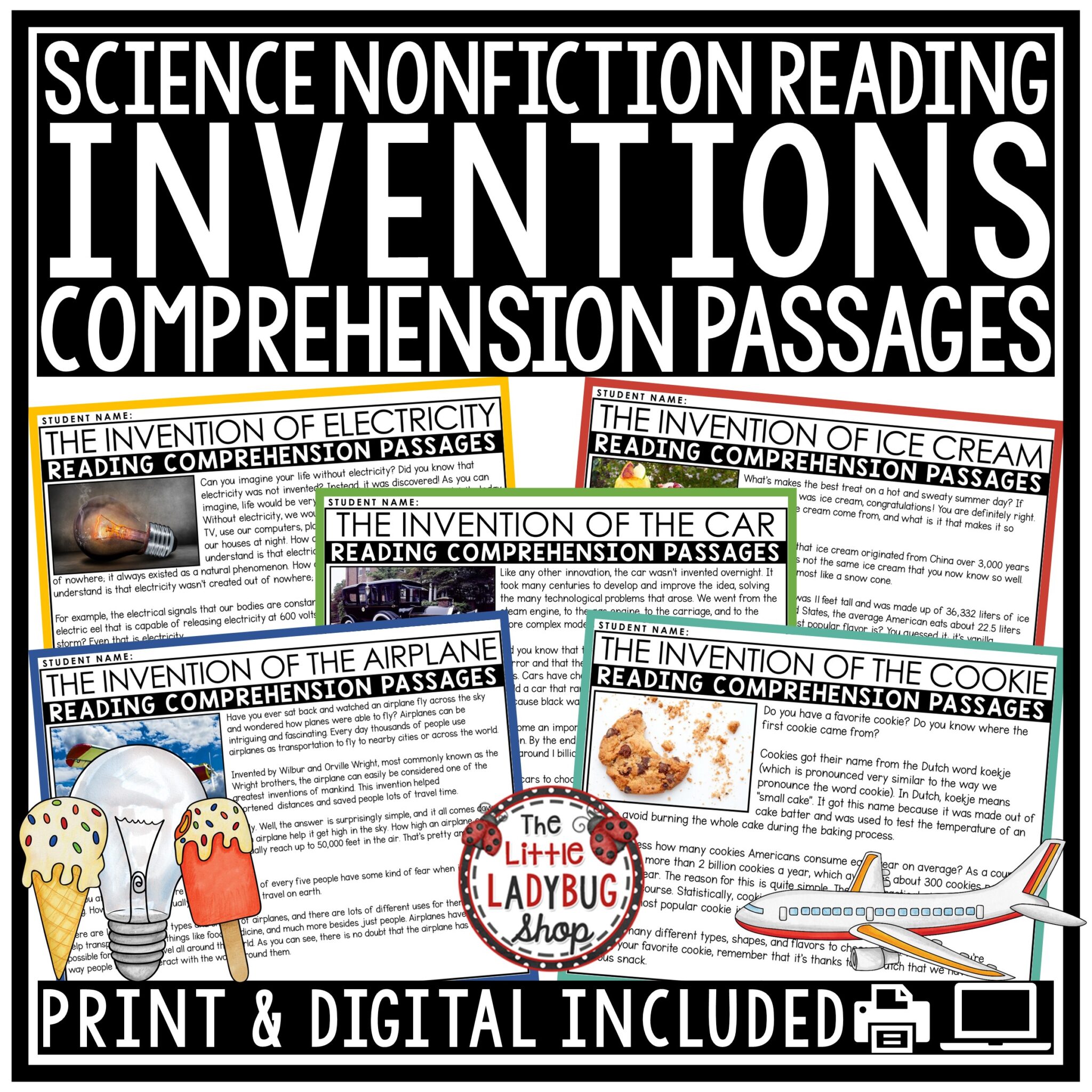 Inventions Science Reading Passages - The Little Ladybug Shop