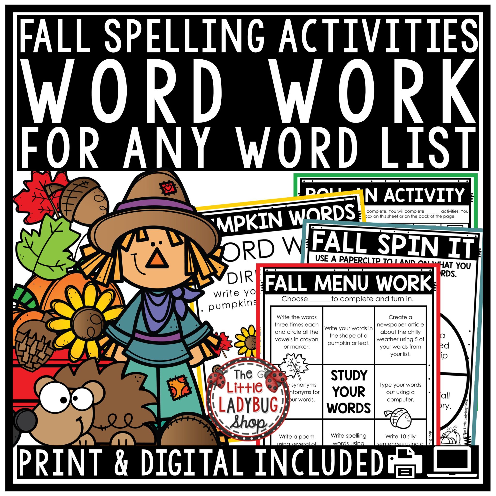 Winter Fall Spring Word Work Spelling Activities - The Little Ladybug Shop