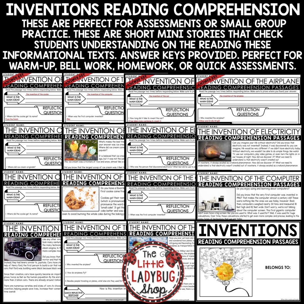 Inventions Science Reading Passages - The Little Ladybug Shop