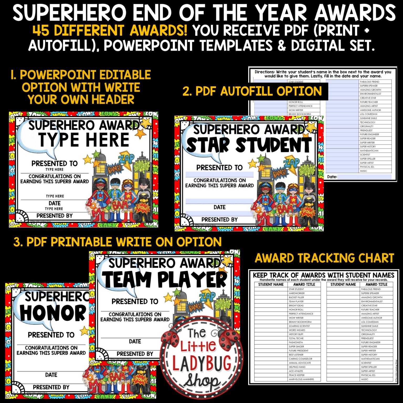Superhero End of the Year Awards Superlative Classroom Certificate ...