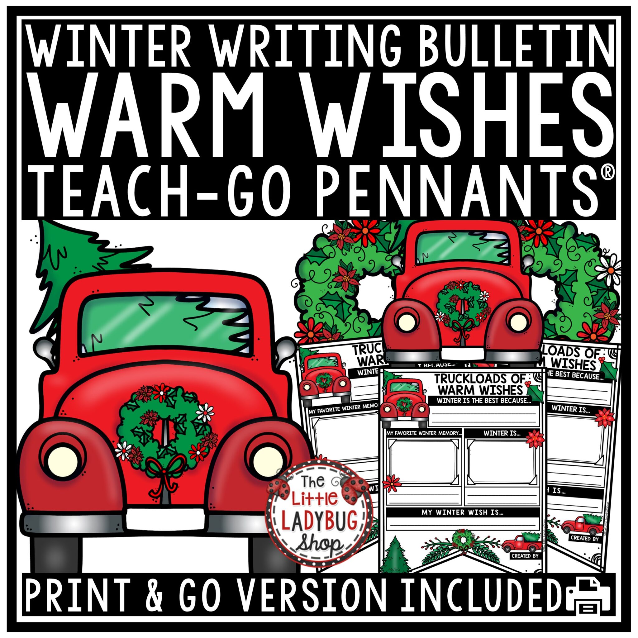 Christmas December Writing Bulletin Board - The Little Ladybug Shop