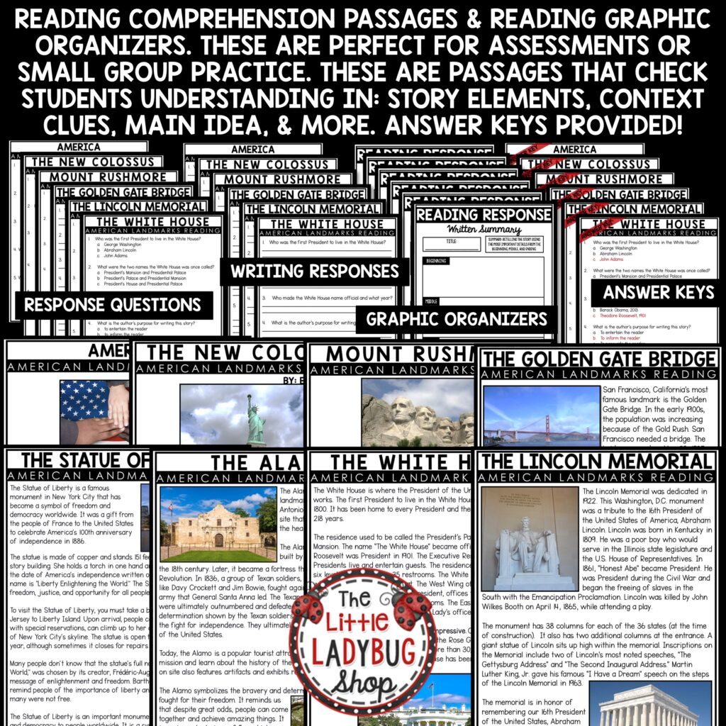 US Landmarks Nonfiction Passages - The Little Ladybug Shop