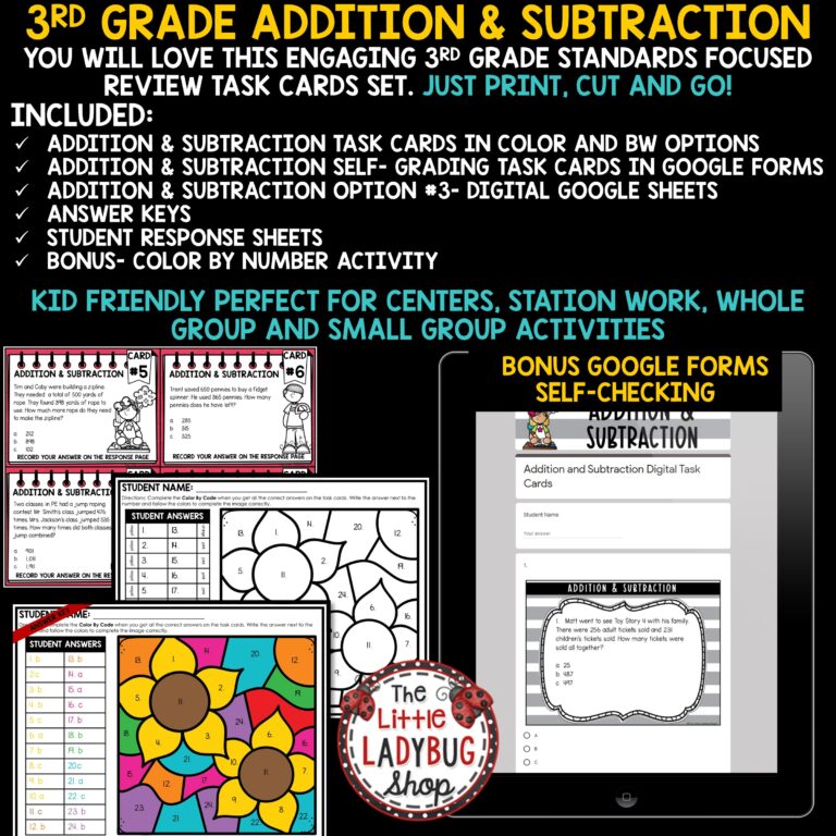 3rd Grade Math STAAR Test Prep Problem Solving - The Little Ladybug Shop