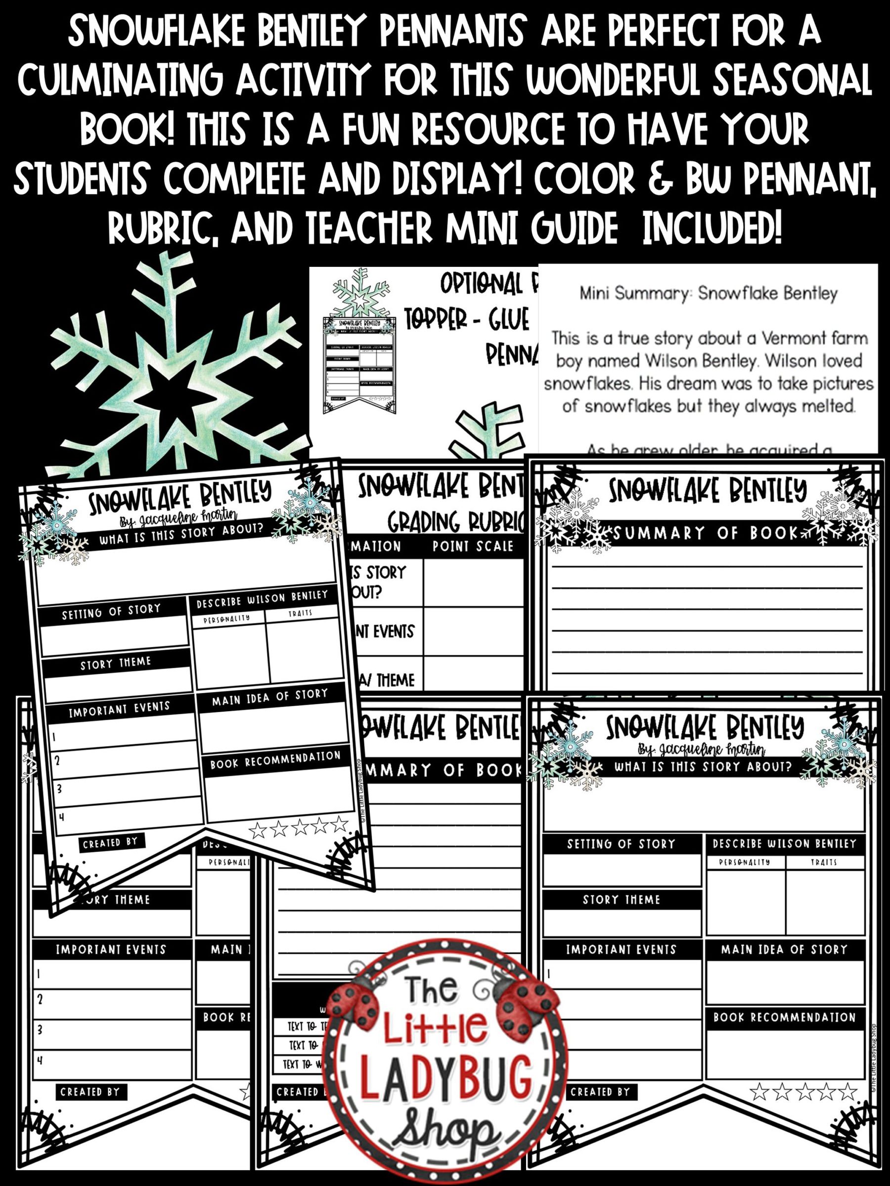 Snowflake Bentley Activity: Winter Book Review Template Teach- Go ...