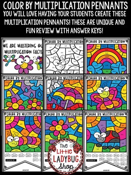 Spring Color by Multiplication Activities Pennants™ Spring Color by ...