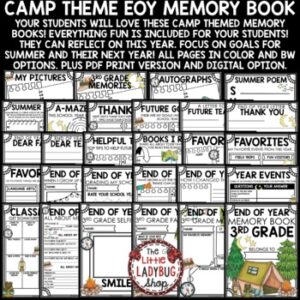 Summer Camping Theme 3rd Grade End of Year Memory Book Writing Activity ...