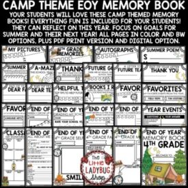 Summer Camping Theme 4th Grade End of Year Memory Book Writing Activity ...