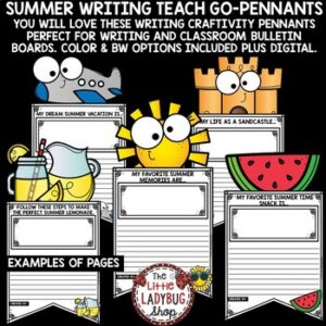 Summer Writing Prompts Bulletin Board - The Little Ladybug Shop