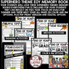 Superhero Theme 5th Grade Project End of Year Memory Book Writing ...
