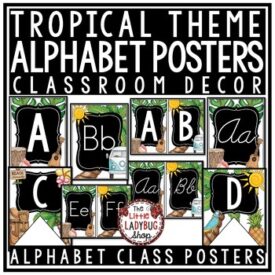 Tropical Classroom Decor: Print & Cursive Alphabet Posters Bulletin ...