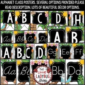 Tropical Classroom Decor: Print & Cursive Alphabet Posters Bulletin ...