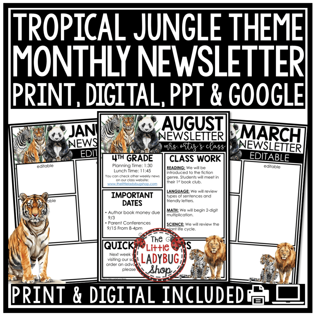 Wild Safari Jungle Tropical Theme Editable Newsletter Templates - The ...