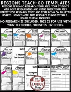 U.S. Geography 5 Regions of The United States Research Activity Report ...