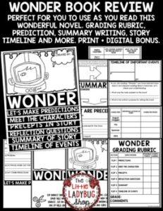 Wonder Aligned Novel Study R.J. Palacio Book Review Activities ...