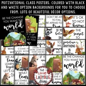 Woodland Animals Classroom Theme: Motivational Posters Bulletin Board ...