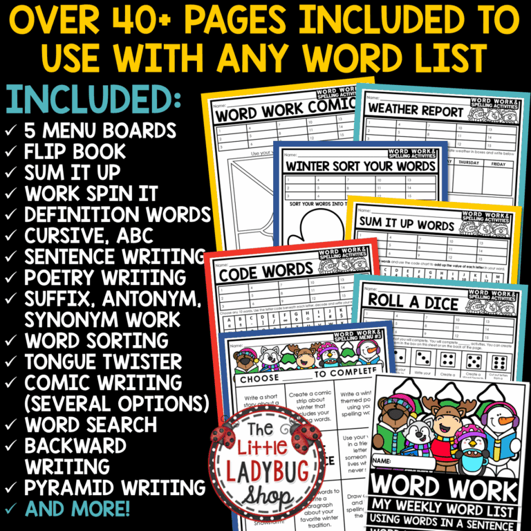 Winter Spelling Activities Winter Word Work Practice Worksheets - The ...