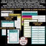Literacy Early Finisher Activities: Choice Board Fast Finisher Activity ...