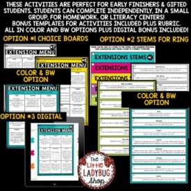 Literacy Early Finisher Activities: Choice Board Fast Finisher Activity ...