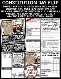 US Constitution Day Activities Reading Writing United States History ...