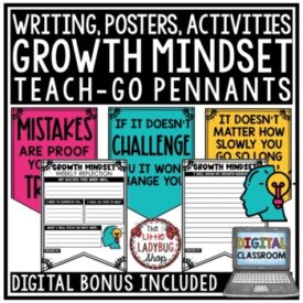 Growth Mindset Writing Activities Posters Back to School Bulletin Board ...