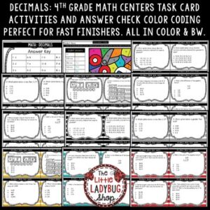 Decimals Grade Math TEKS 4.2 Word Problem Task Cards - The Little ...