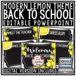 Lemon Classroom Decor: Virtual Meet the Teacher Template Editable Back ...
